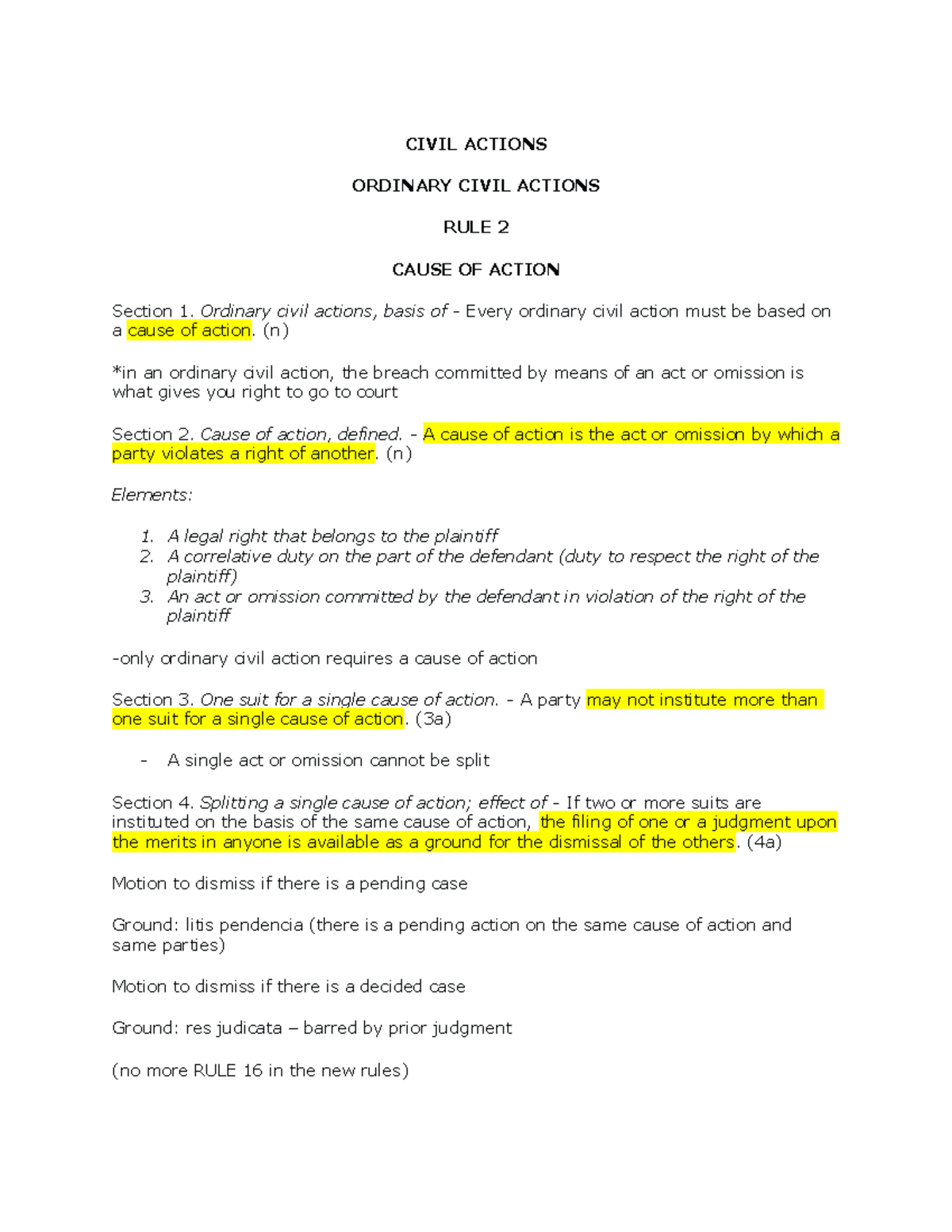 Rem Lecture 082822 - remedial law notes - CIVIL ACTIONS ORDINARY CIVIL ...