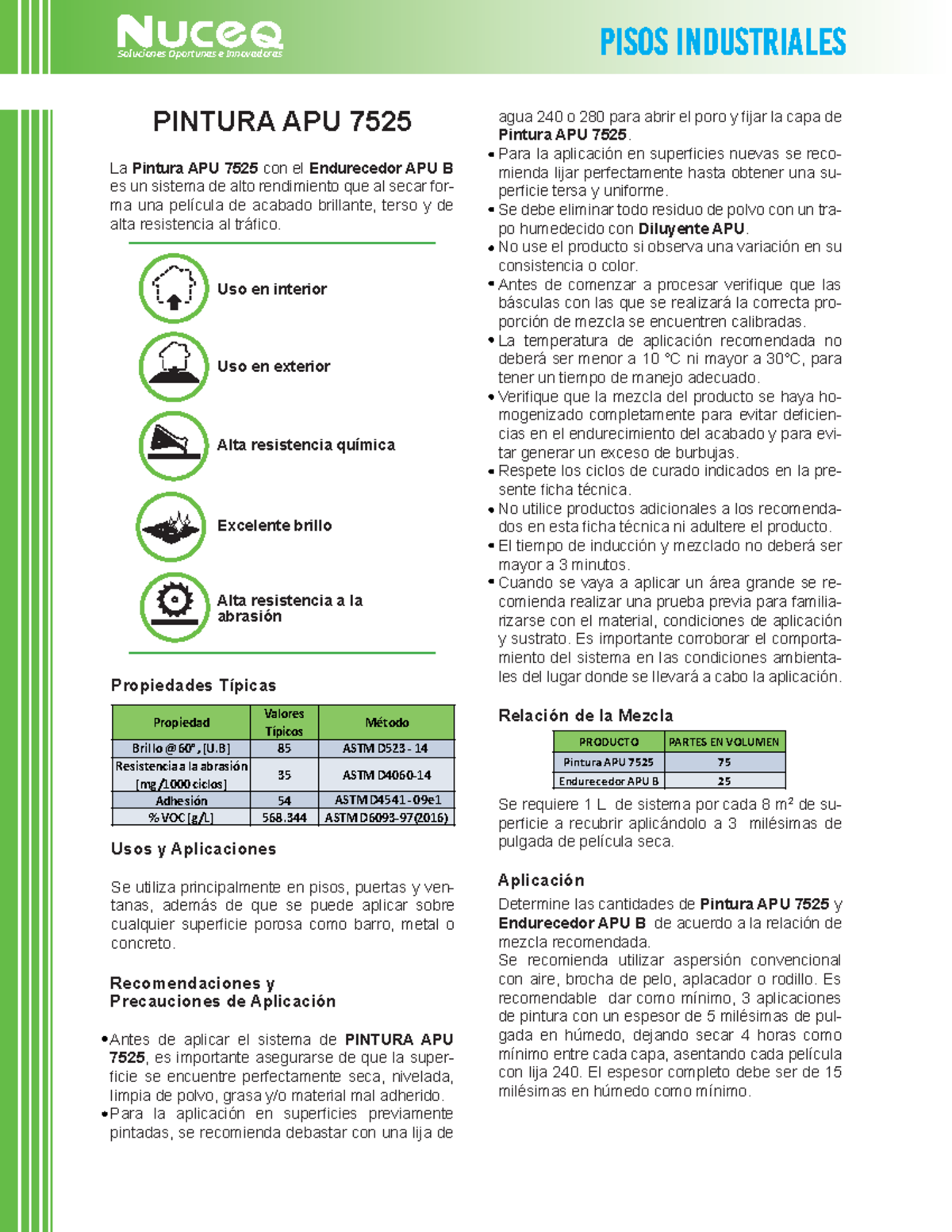 Ficha Técnica: Pintura APU 7525 y Endurecedor APU B - Uso y ...