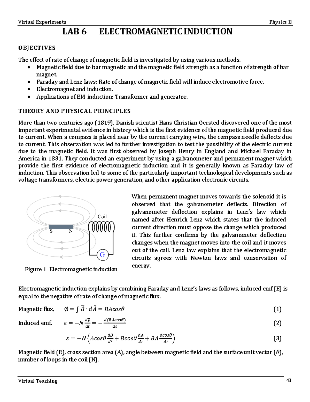 Lab 6: Investigating Electromagnetic Induction Principles and Applications - Studocu