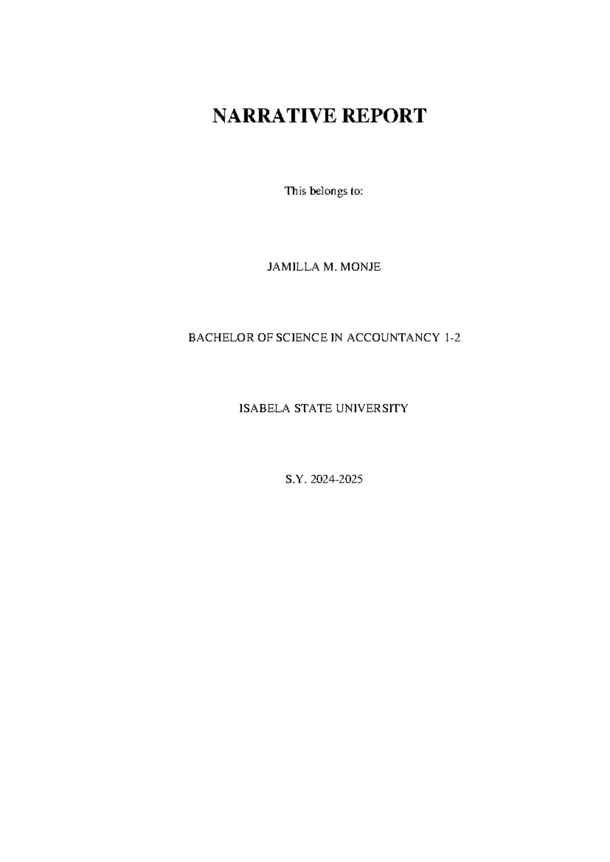 NSTP 101: Narrative Report on Community Service Activities by Jamilla M ...
