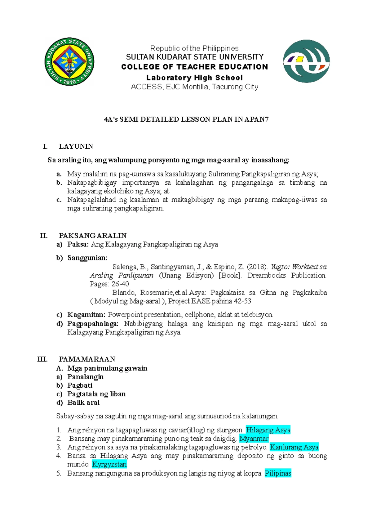 Banghay Aralin sa Araling Panlipunan 7 - Relihiyon - 4A’s SEMI DETAILED ...