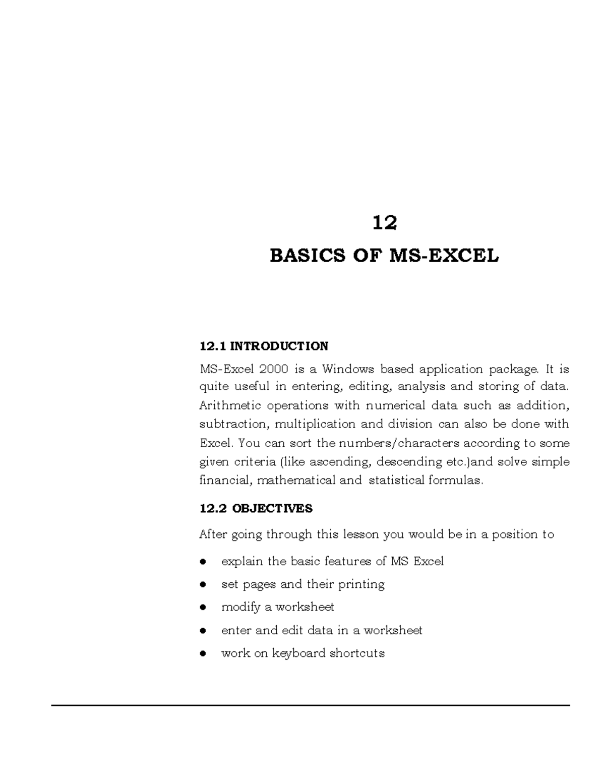 L12 - Basics of MS Excel: Introduction and Key Features - Studocu
