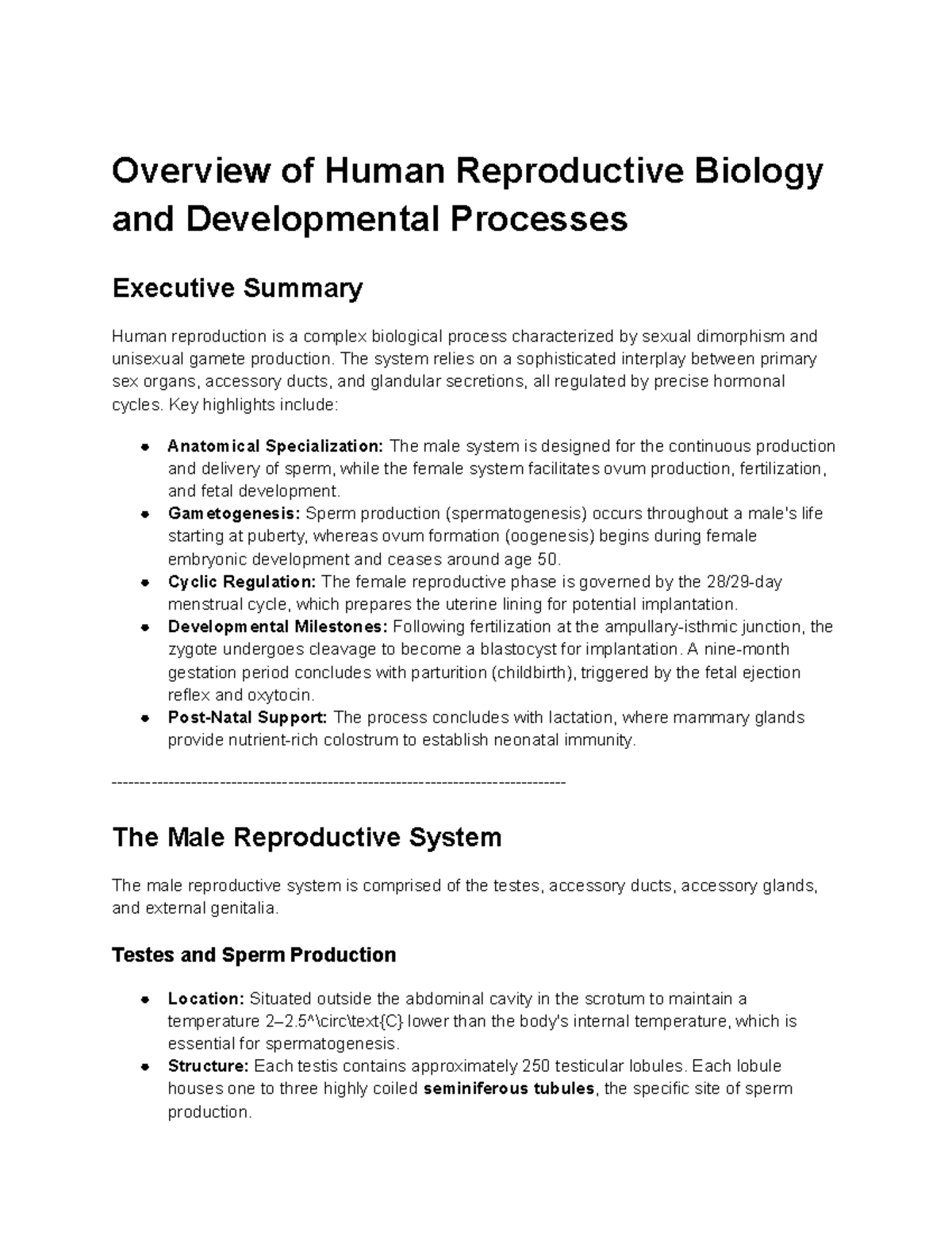Human Reproductive Development: A Comprehensive Overview - Studocu