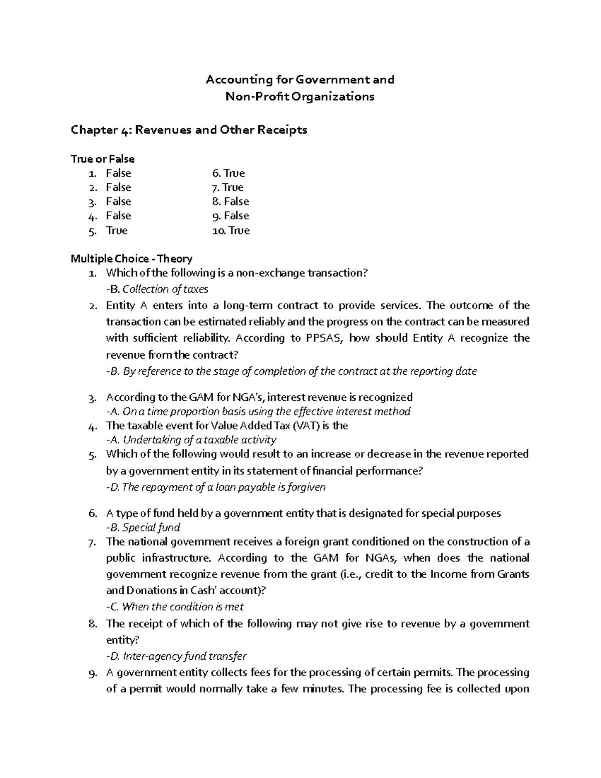 ACC GOV Assignment - Answers - Accounting for Government and Non-Profit ...