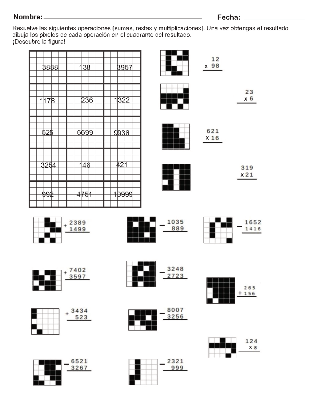 Pixel art matemático - Modelacion Matematica - X XX X X Resuelve las ...