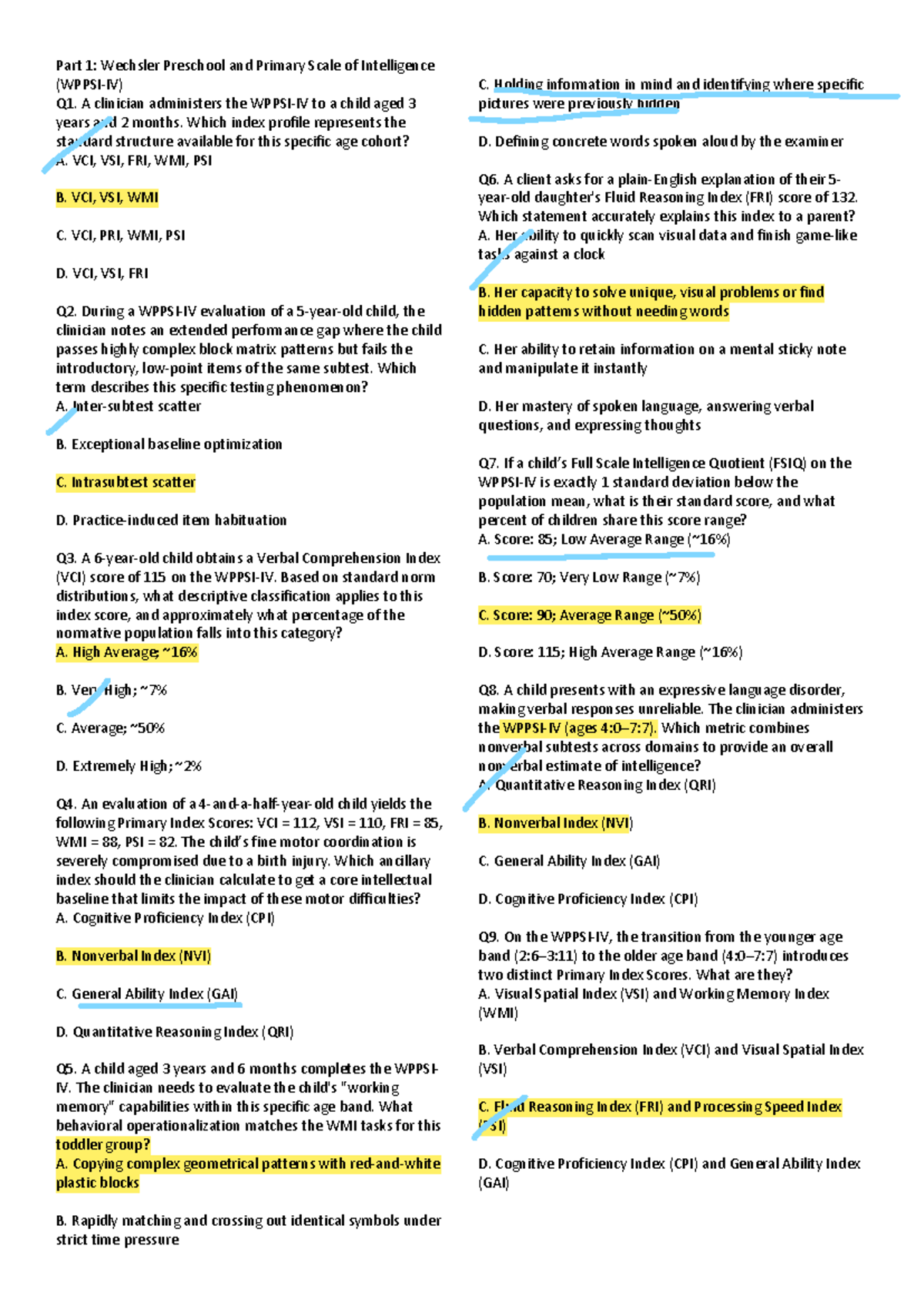 Interpreting Psychological Test Practice Exam 1-10 - Studocu