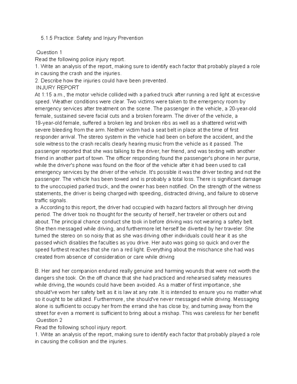 Health Notes: Safety and Injury Prevention Analysis and Prevention ...