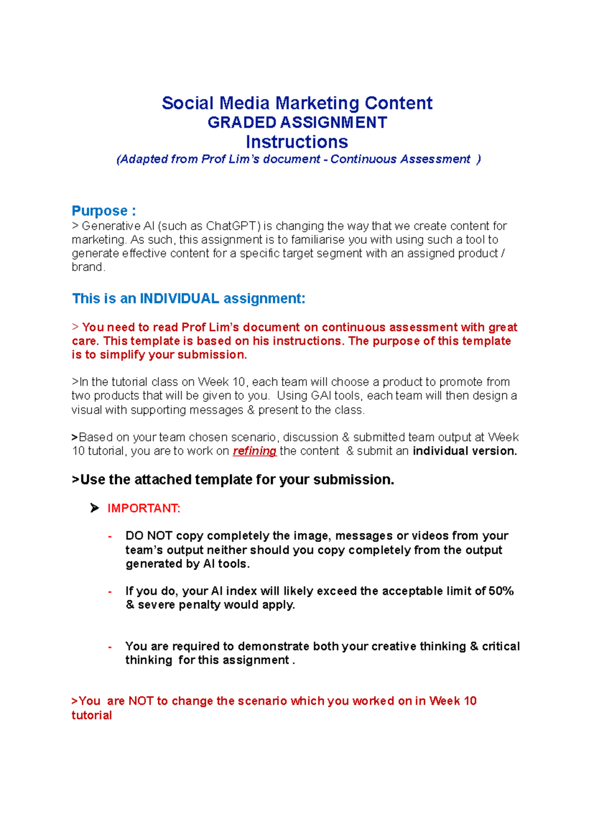 Social Media Marketing S2 2024 Instructions - Social Media Marketing ...