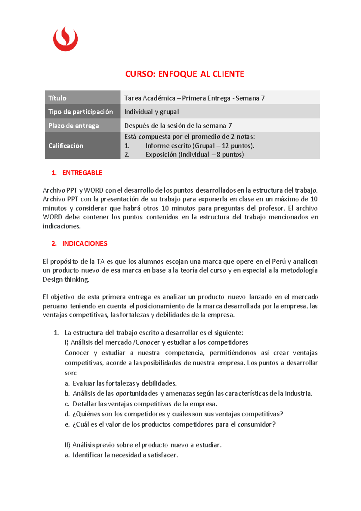 Plantilla Ficha de actividad TA SEM7(1) - CURSO: ENFOQUE AL CLIENTE 1. ENTREGABLE Archivo PPT y ...
