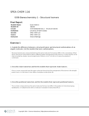 Bio Chem Lab 9 - Biochemistry with Betsy Bainer - Laboratory Assignment ...