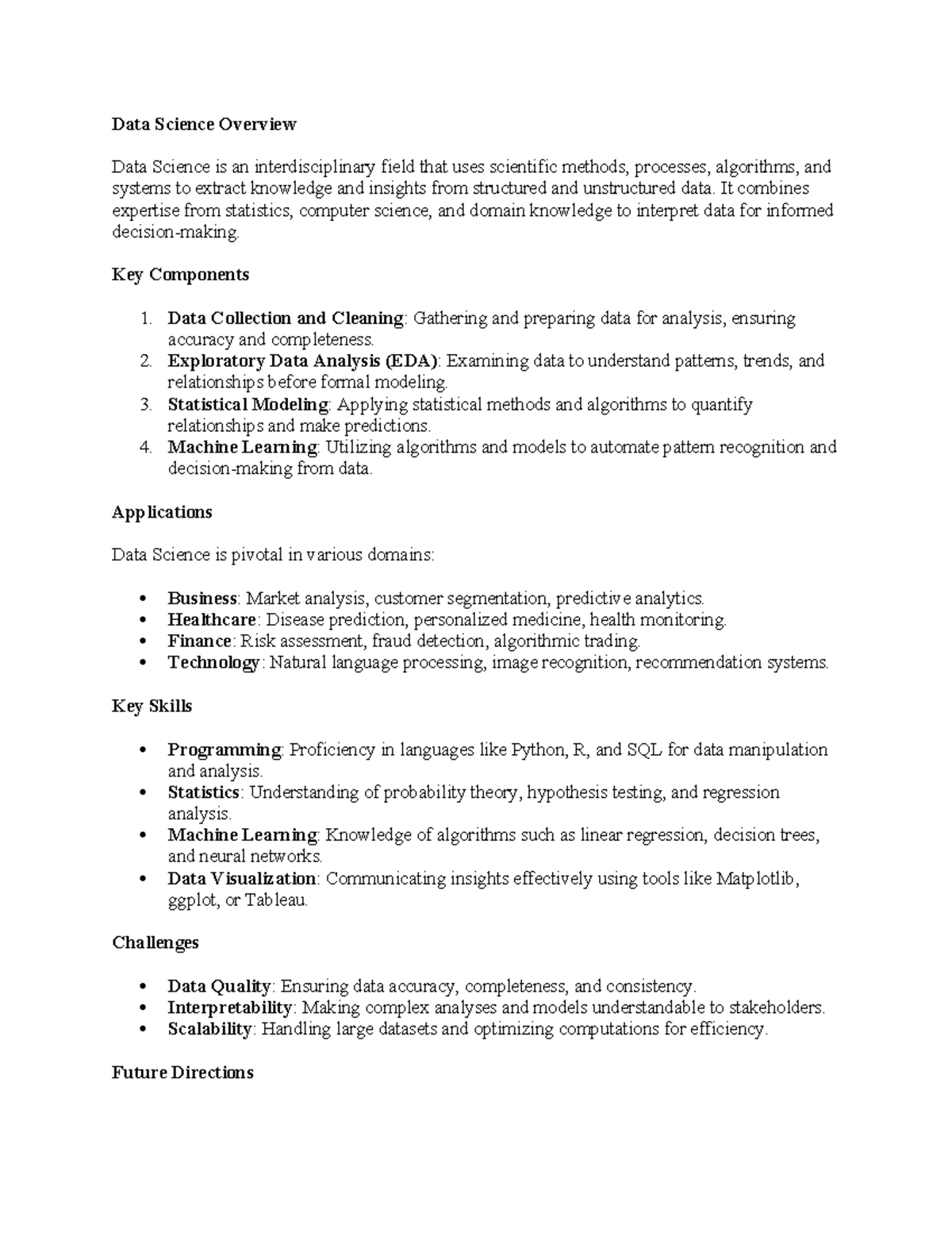 Data Science Overview - Key Concepts and Applications - Studocu