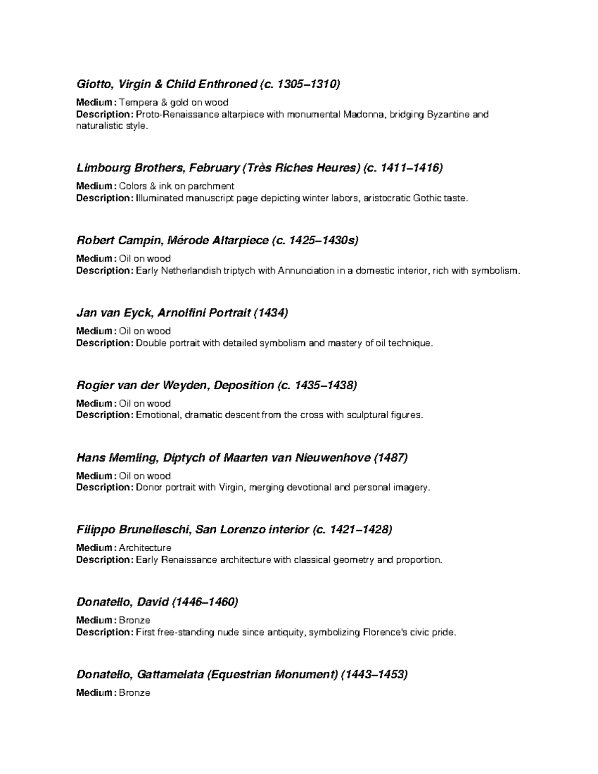 Renaissance Art Survey: Key Works & Significance (ART 101) - Studocu