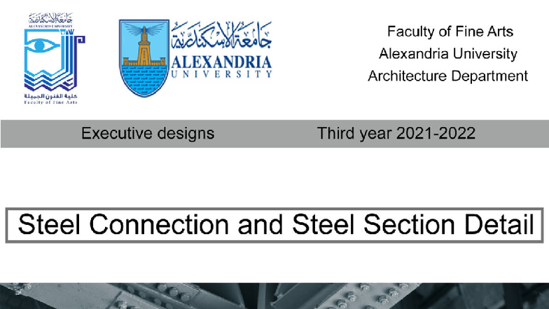 Steel Connection and Section Details - Architecture NHAFRERLE 4l ALEXANDRIA - Studocu