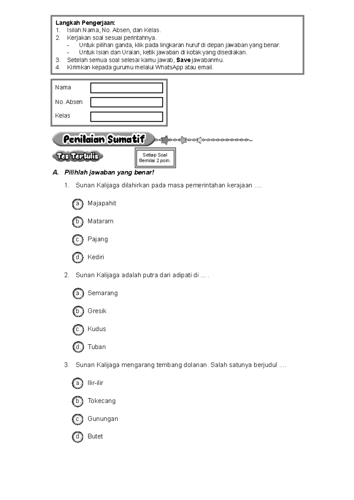 Tugas 2 Evaluasi Pembelajaran di SD - TUGAS 2 Mata Pelajaran: EVALUASI ...