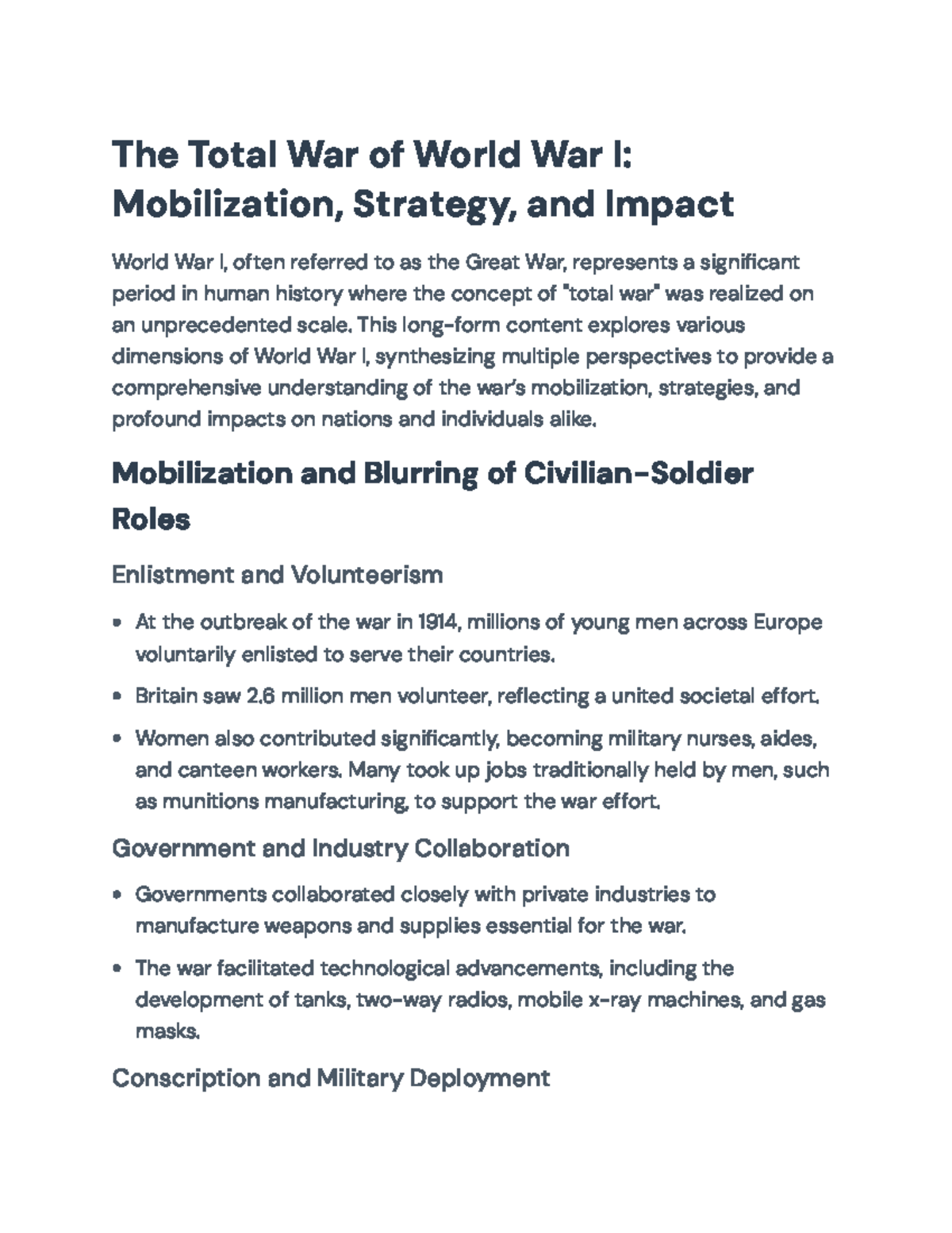 Final Exam: Total War in WWI - Mobilization, Strategy & Impact - Studocu