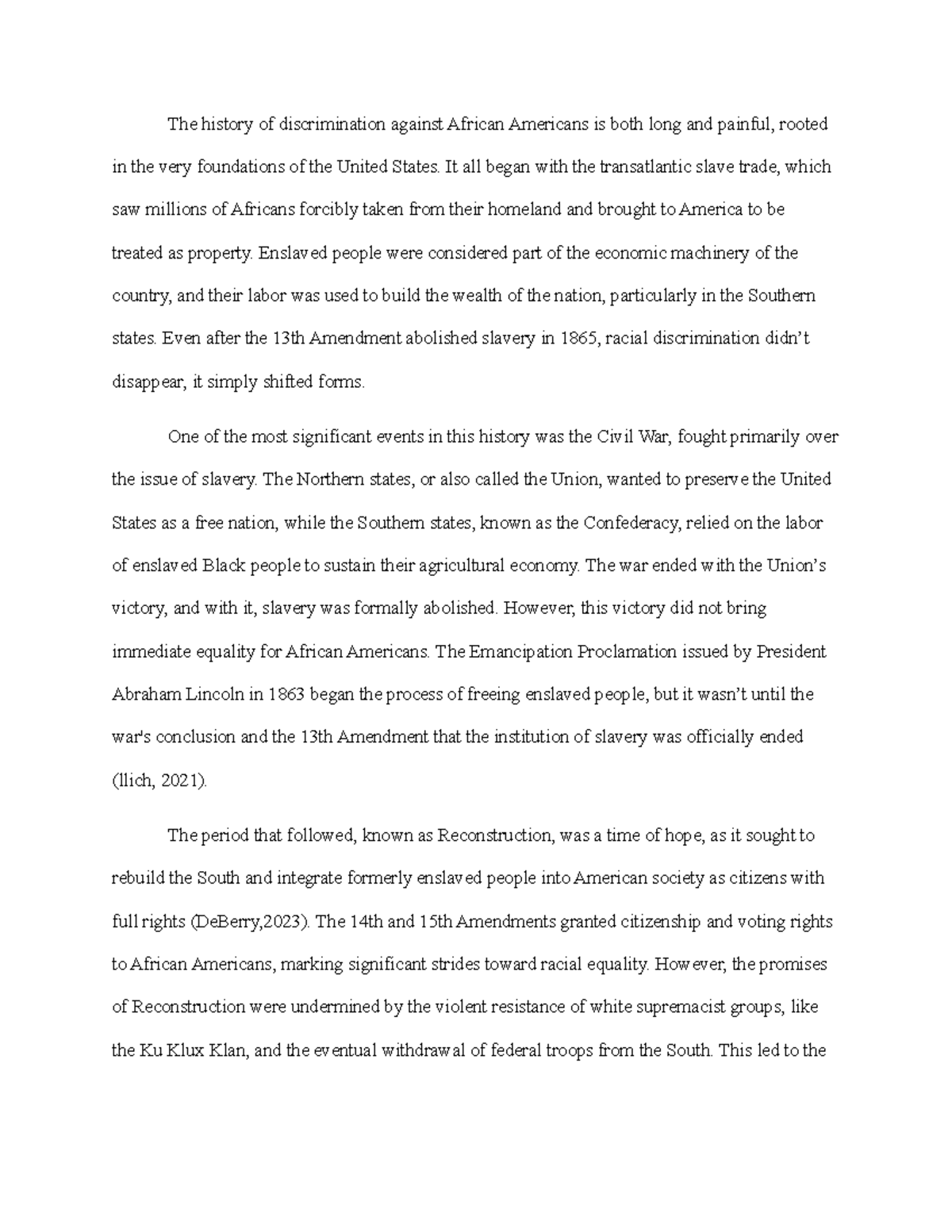 Module 5 Assignment: The Historical Struggle for African American ...