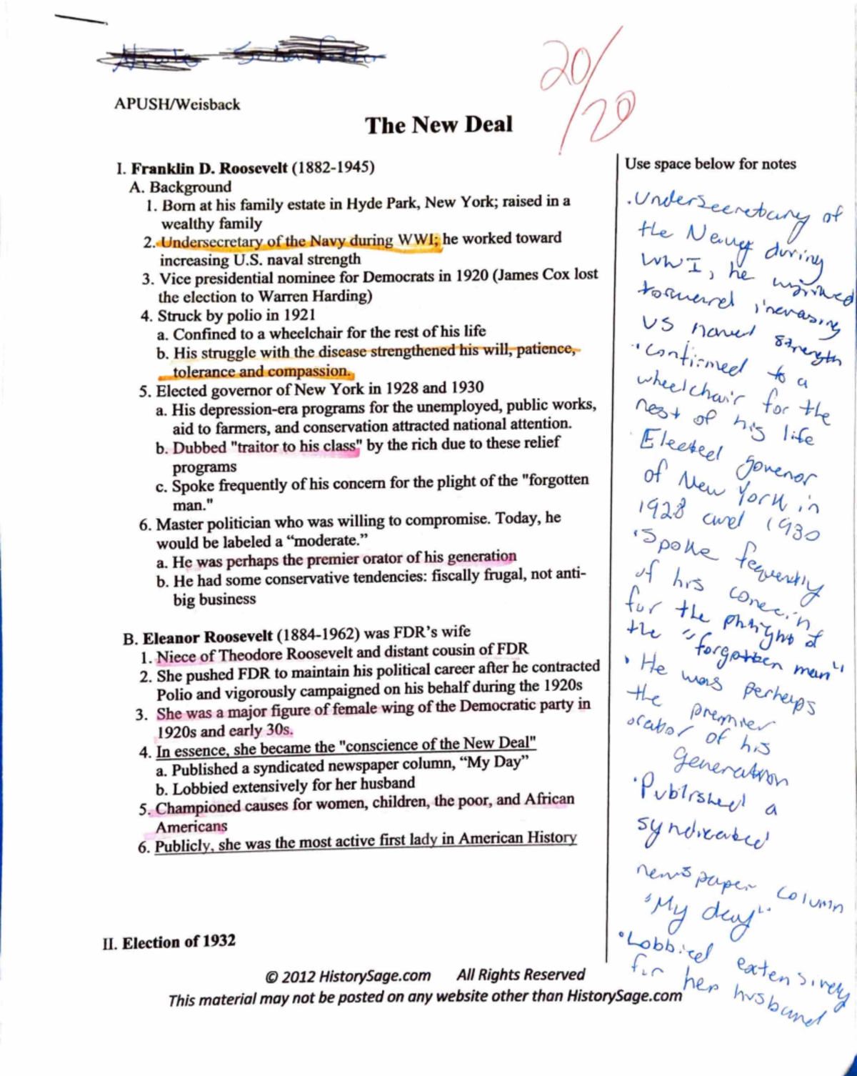 The new deal - Class notes assignment. - APUSH/Weisback The New Deal I ...