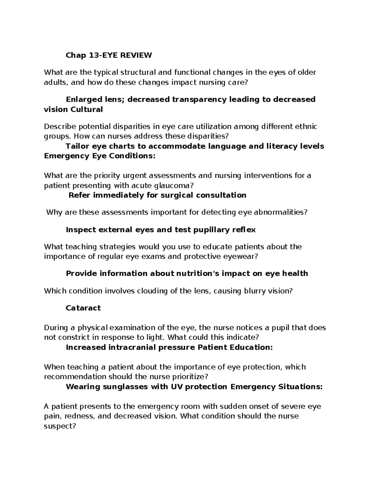 Chap 13 -EYE review guide - Chap 13-EYE REVIEW What are the typical ...