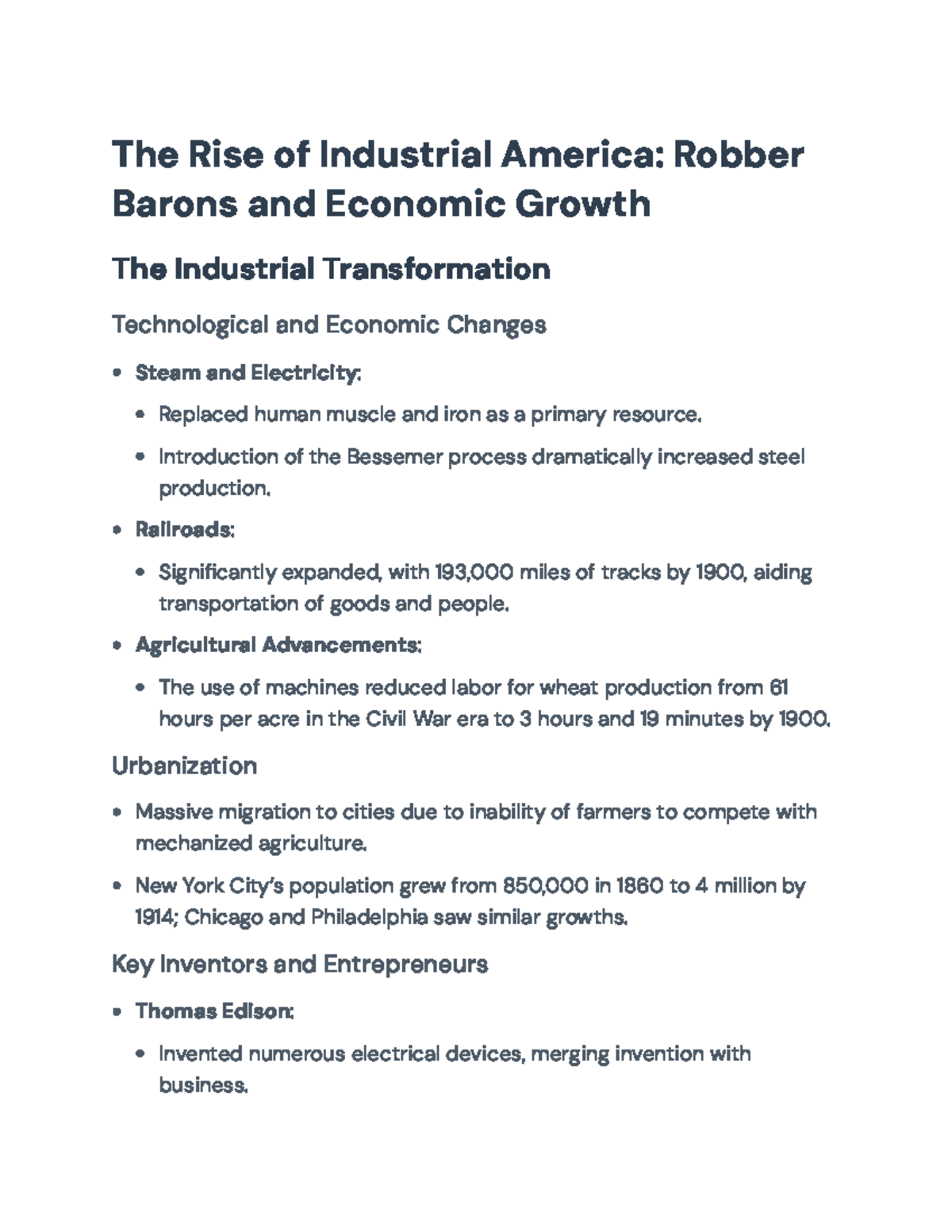 The Rise of Industrial America: Robber Barons and Economic Growth - The ...
