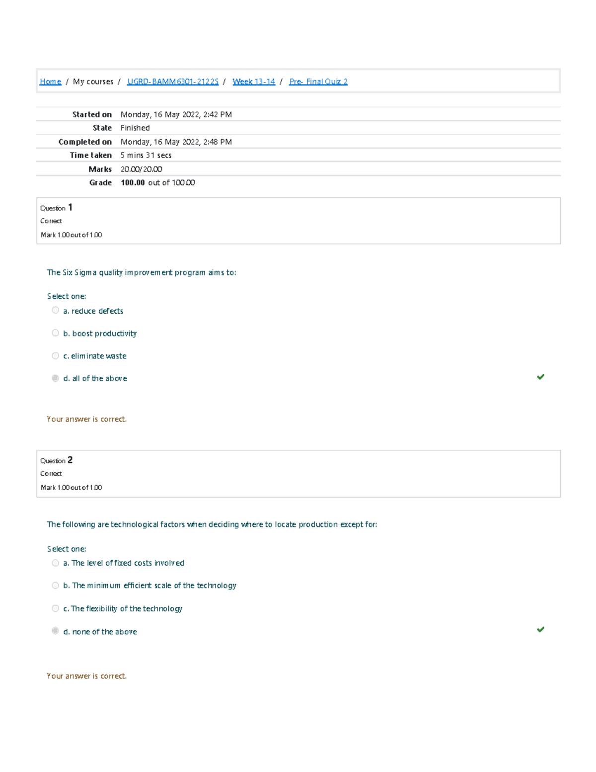 Pre- Final Quiz 2 International Business and Trade - Home/My courses ...
