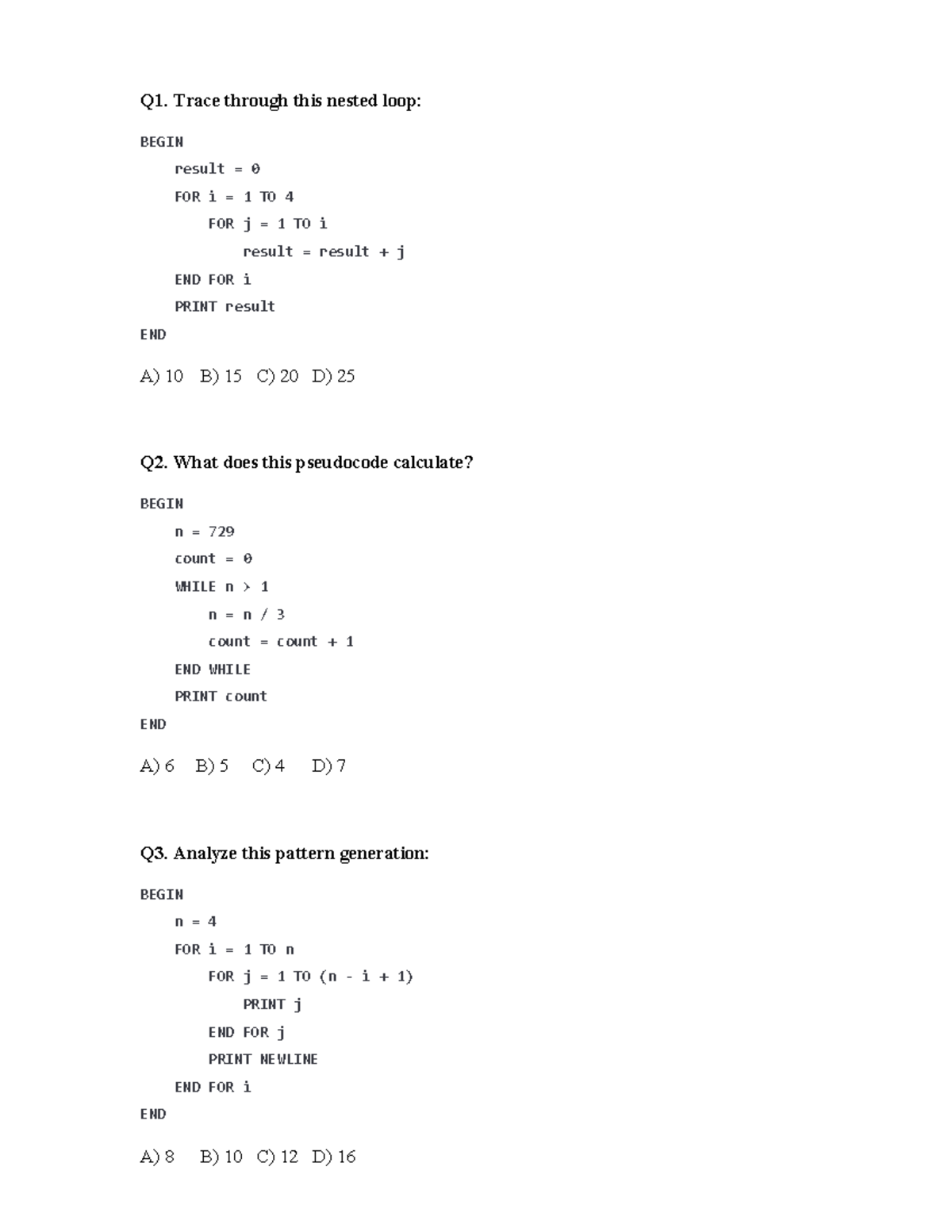 Day 1: Basic Pseudocode Analysis (MCA) - Studocu