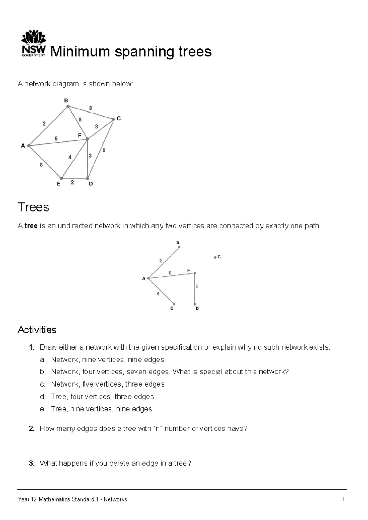Mathematics standard 12 minimum spanning trees s6 - Minimum spanning ...