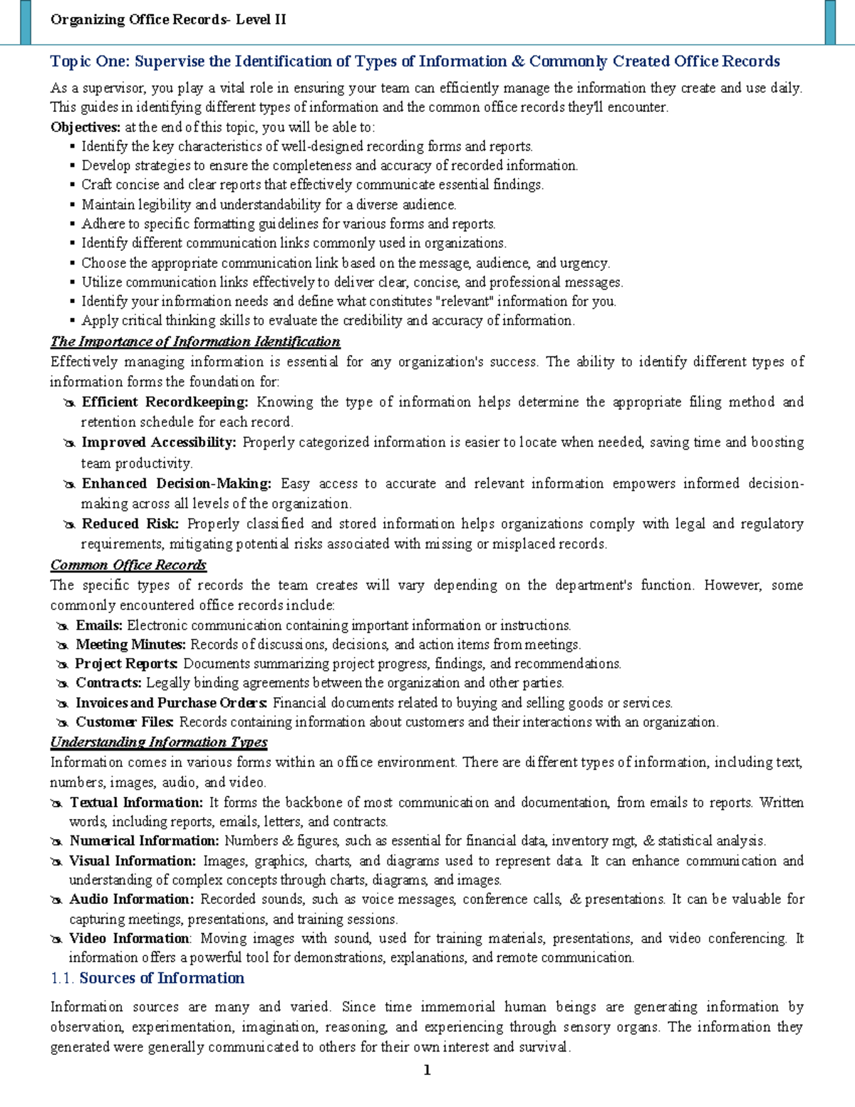 Handout: Organizing Office Records and Information Management - Studocu