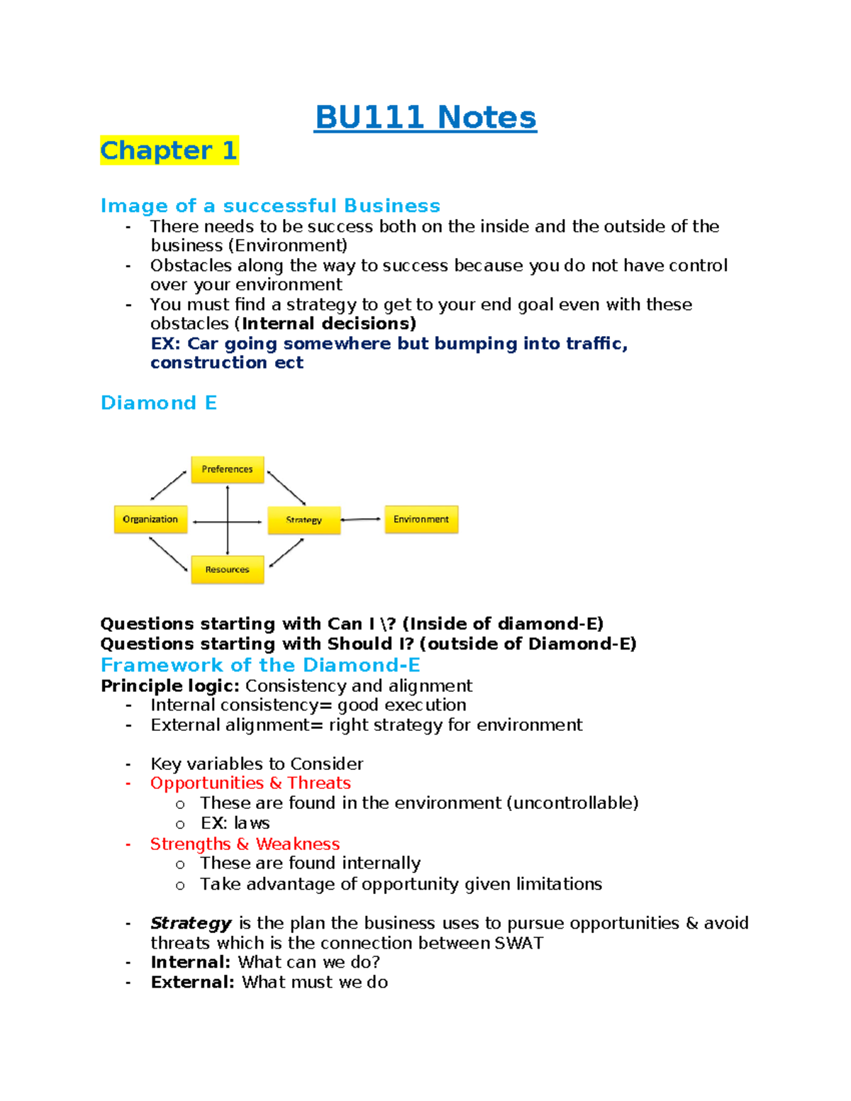 BU111 Notes - BU111 Notes Chapter 1 Image of a successful Business ...