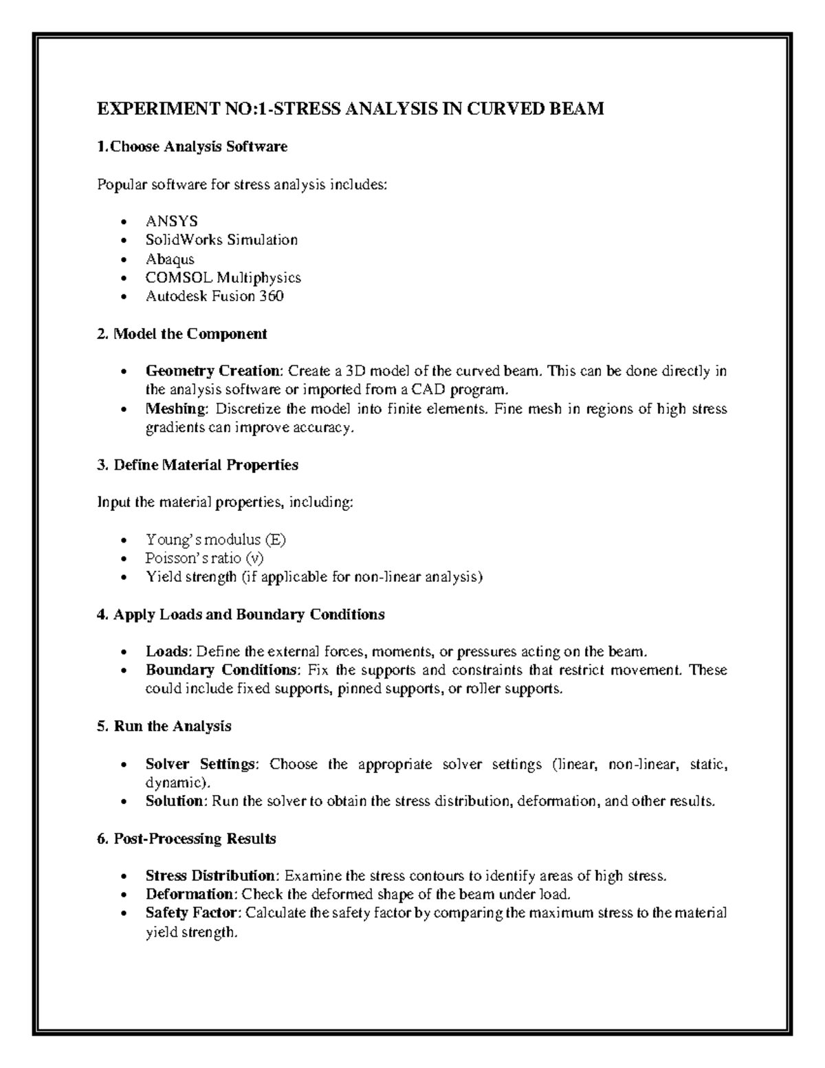 CAE LAB Manual M: Practical Guide to Curved Beam Analysis in ANSYS ...