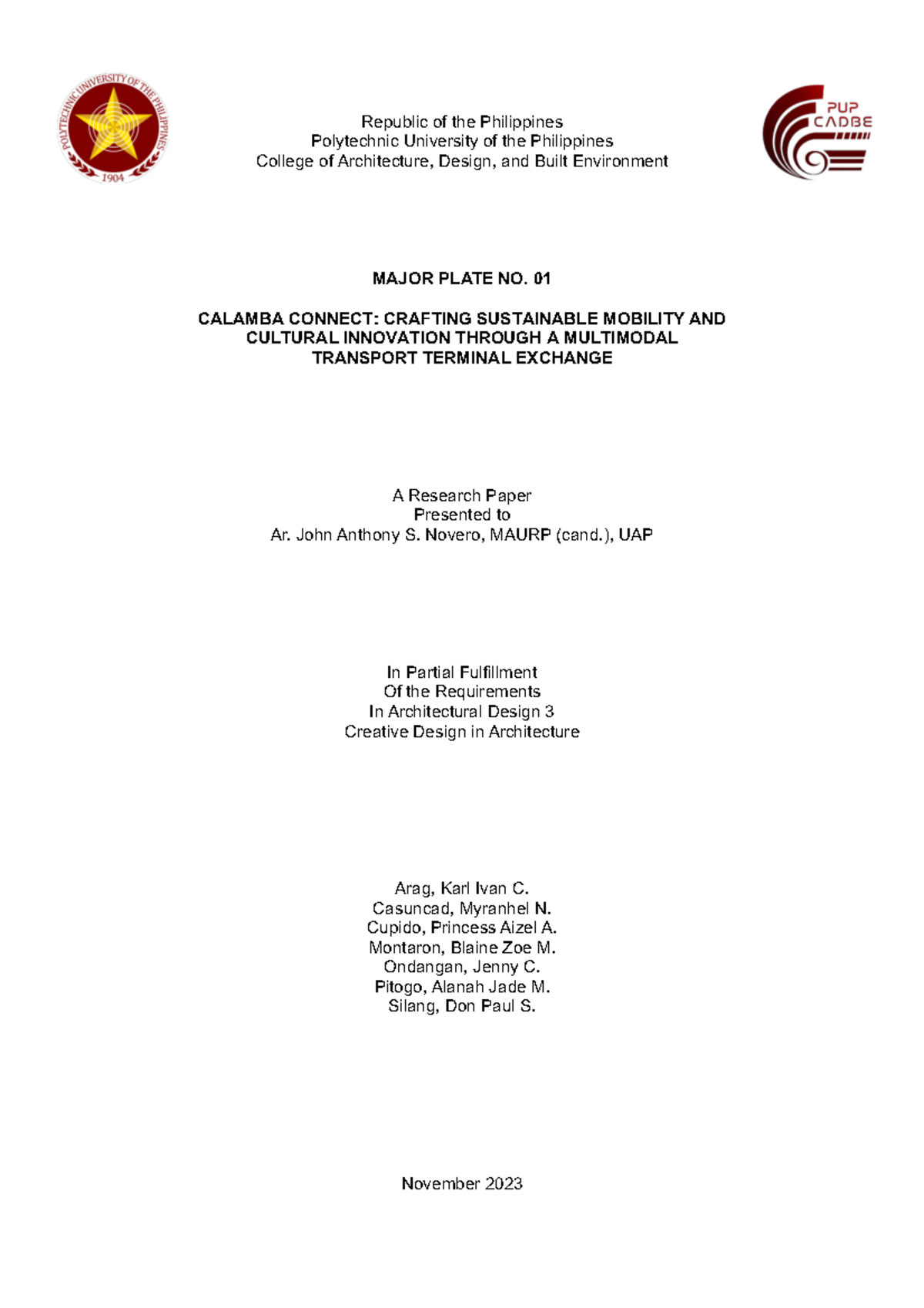 Multimodal Transport Terminal Design - Architectural Design 3 Study ...