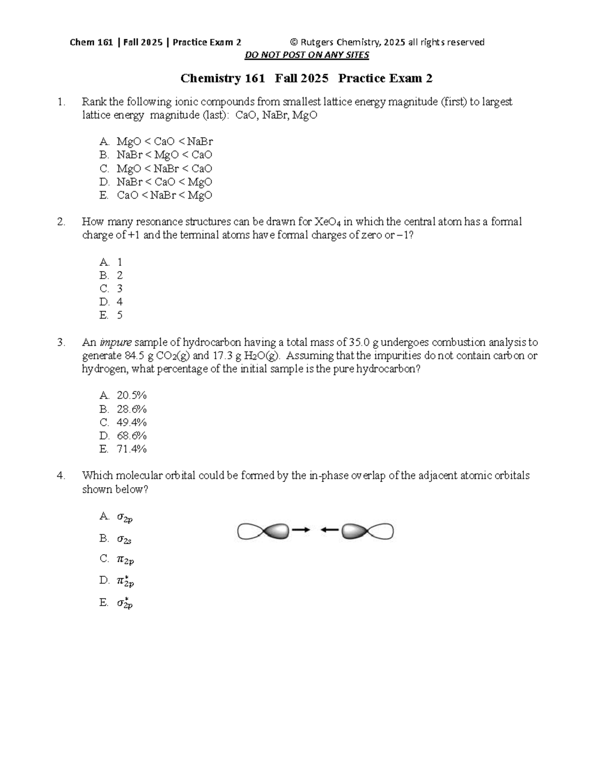 Chem 161 Fall 2025 Practice Exam 2 - Rutgers University - Studocu