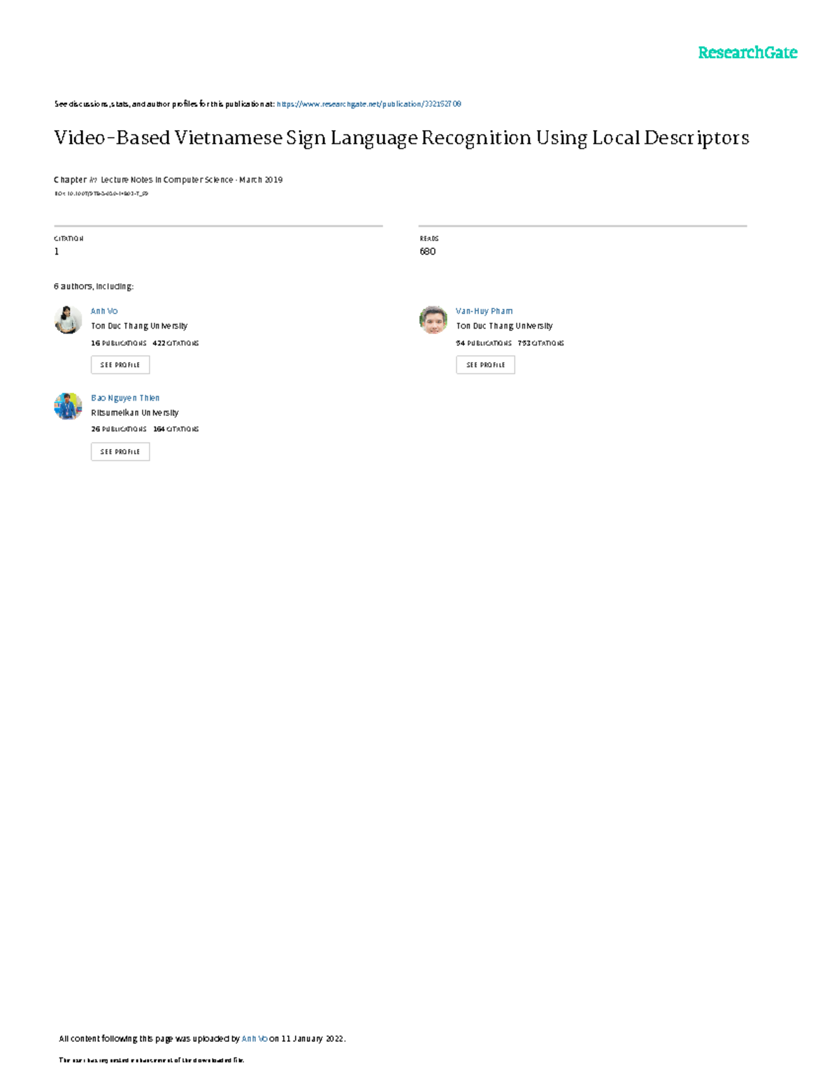 Vietnamese Sign Language Recognition Using Local Descriptors (VSL ...