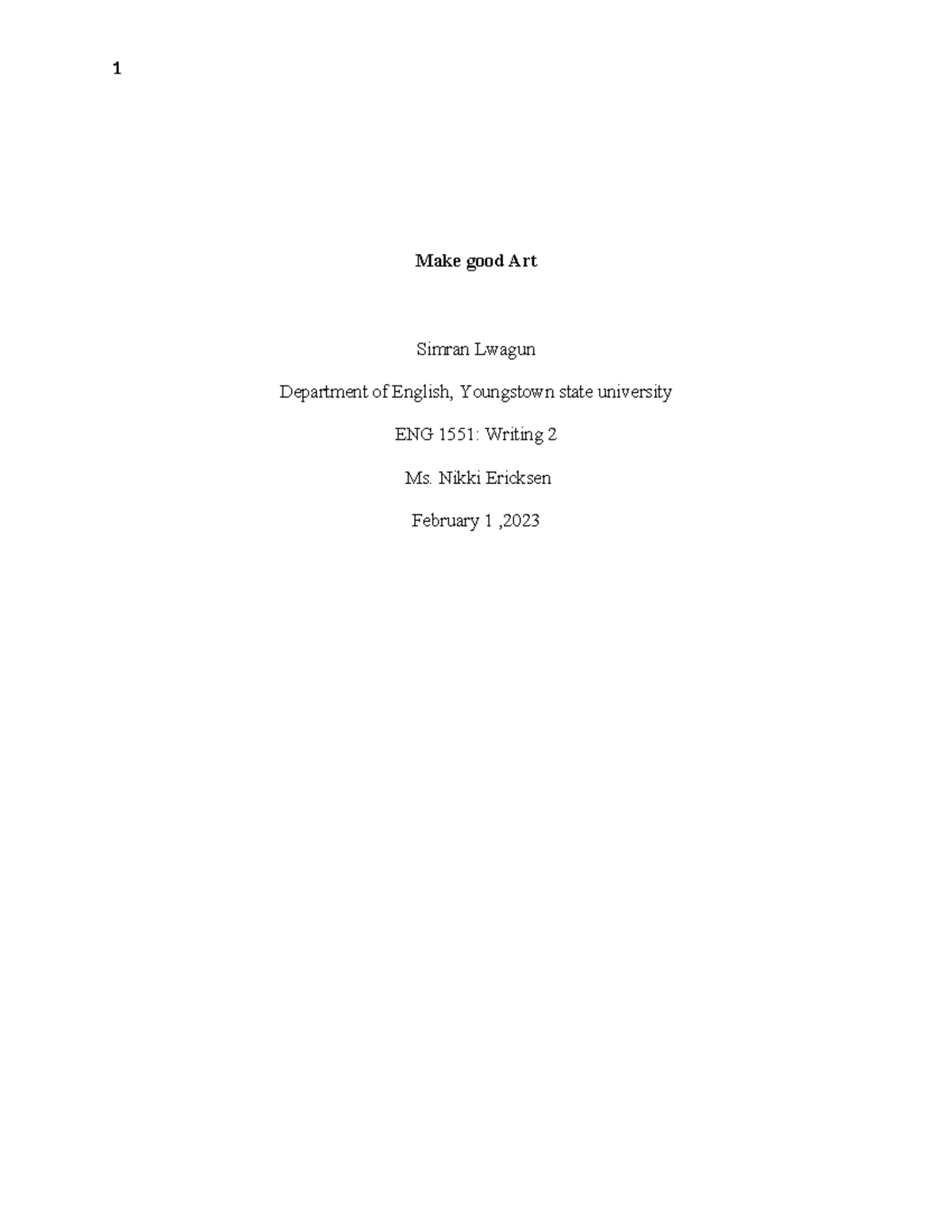 ENG 1551: Rhetorical Analysis of Neil Gaiman's Art Speech - Studocu