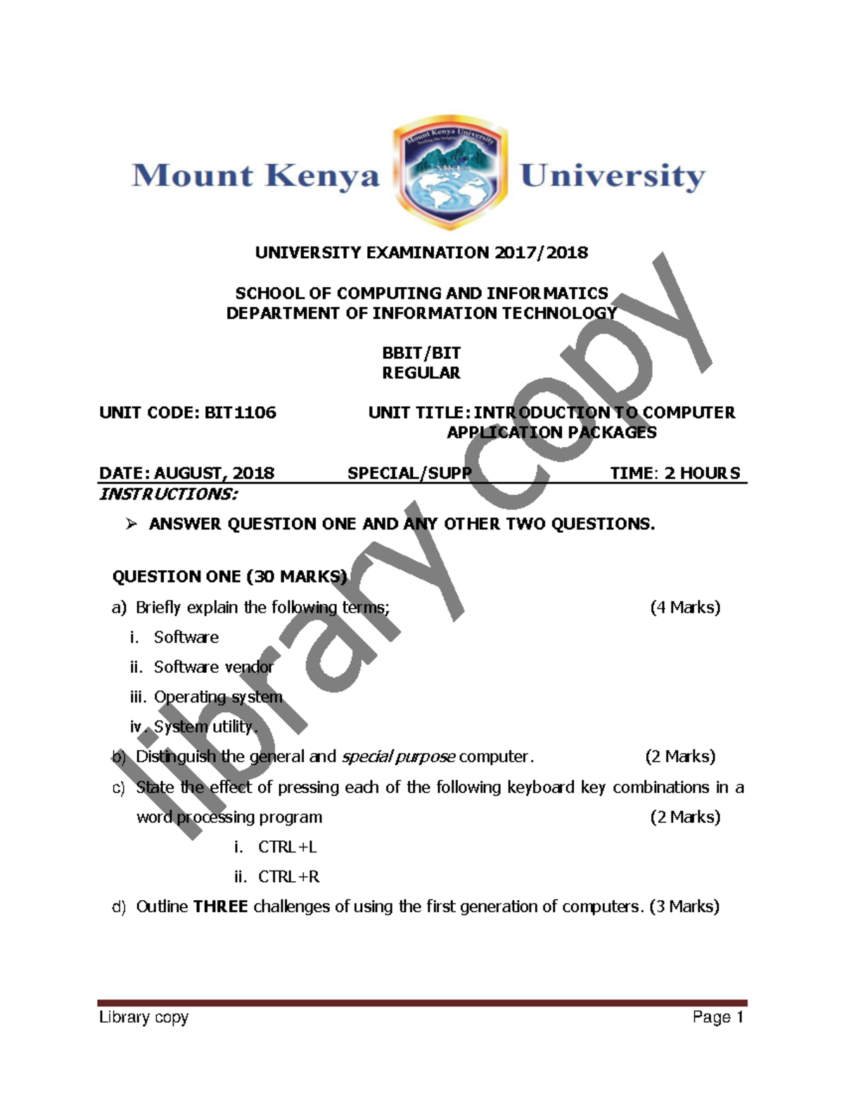 BIT1106 - Introduction to Computer Applications Exam Notes - Studocu