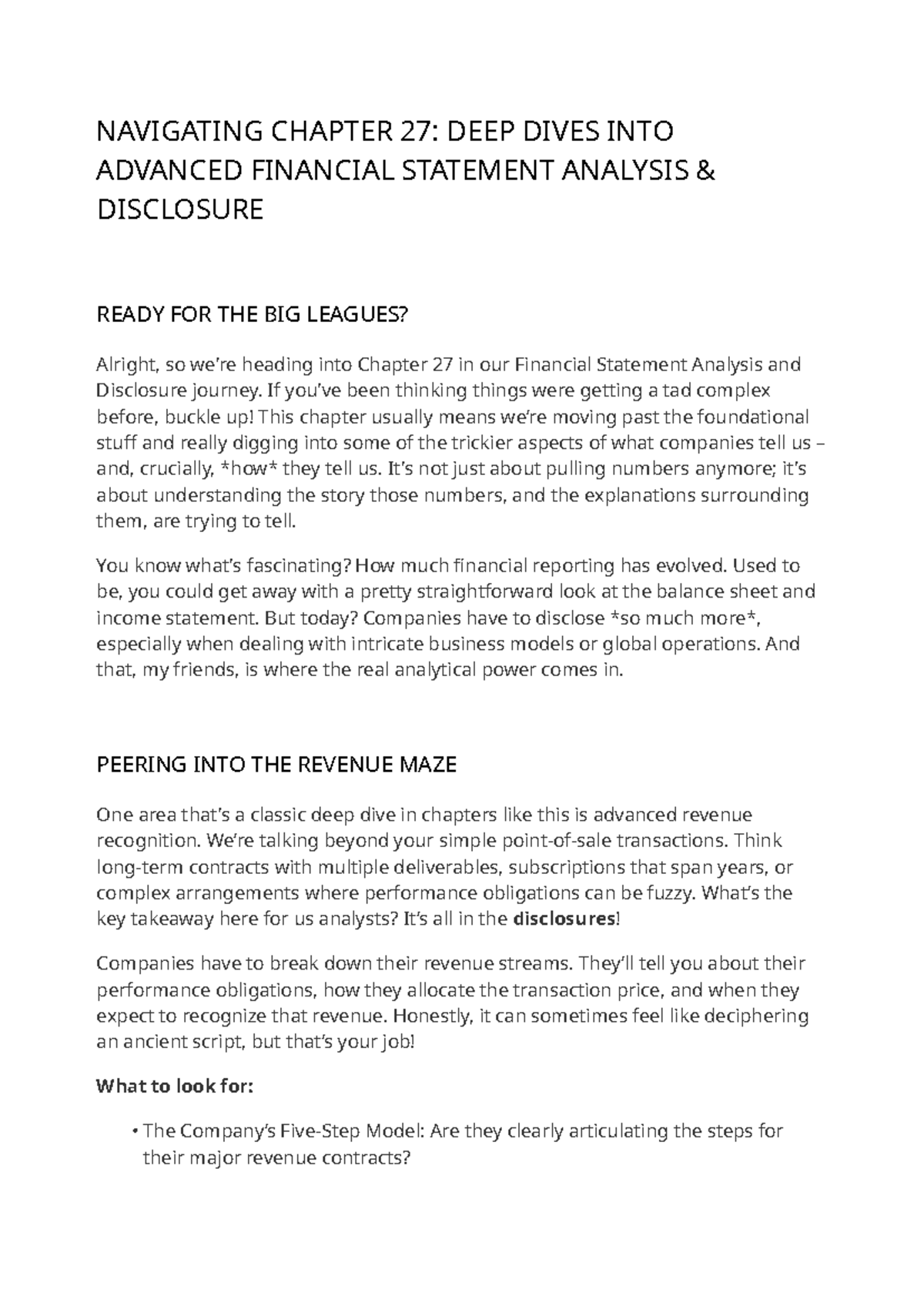 Chapter 27: Advanced Financial Statement Analysis Insights (ACC 101 ...