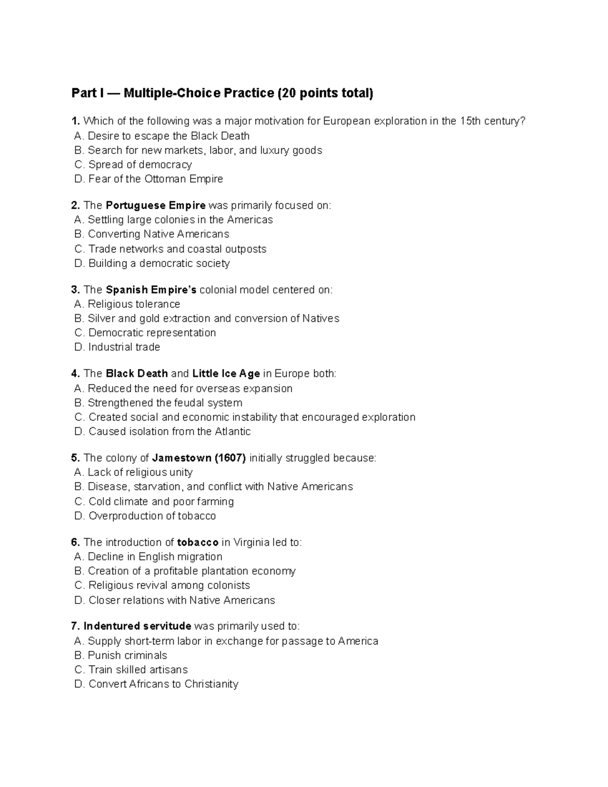 HIST 101 Midterm Exam Practice Questions - Studocu