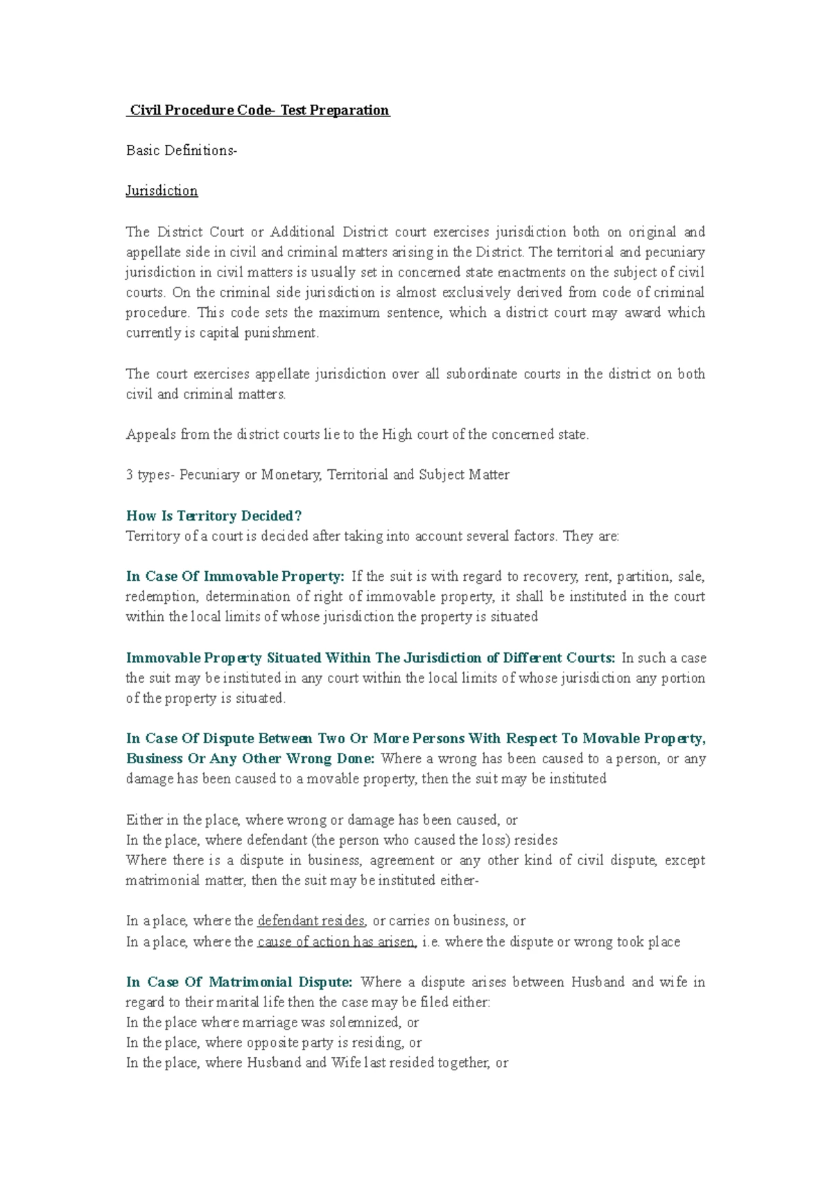 Complete notes CPC - Civil Procedure Code- Test Preparation Basic ...