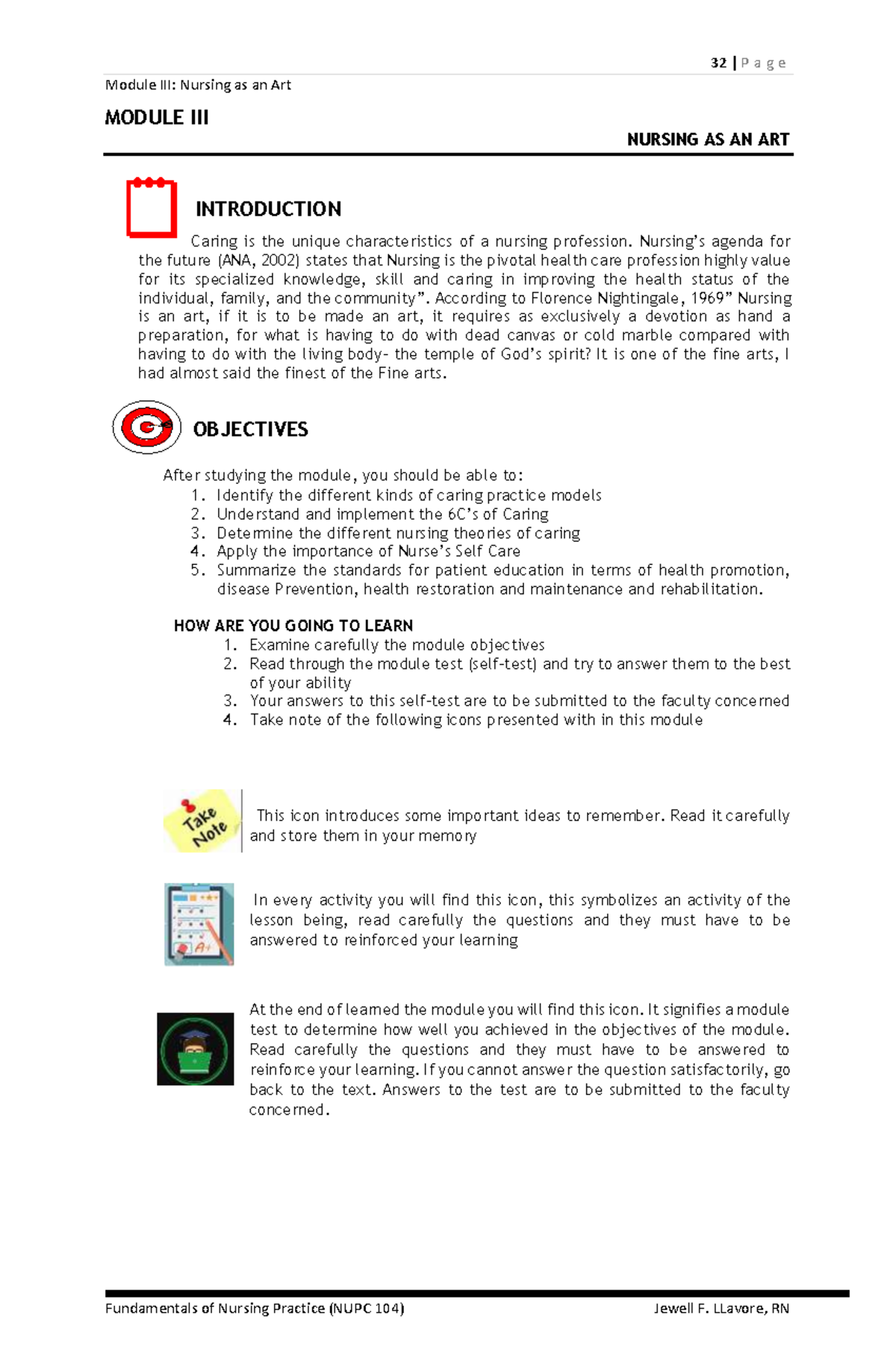 Module 3 - Fundamentals - Module III: Nursing as an Art INTRODUCTION ...