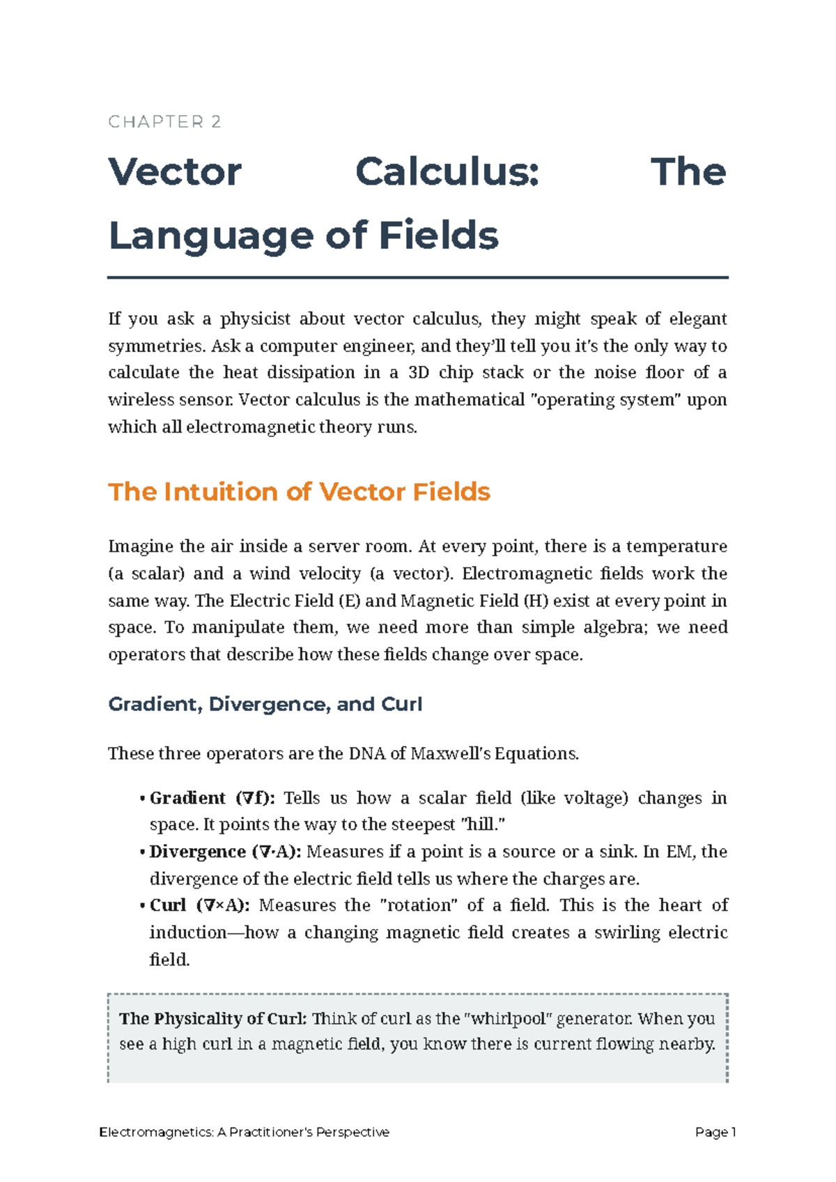 C H A P T E R 2: Vector Calculus in Electromagnetic Theory - Studocu