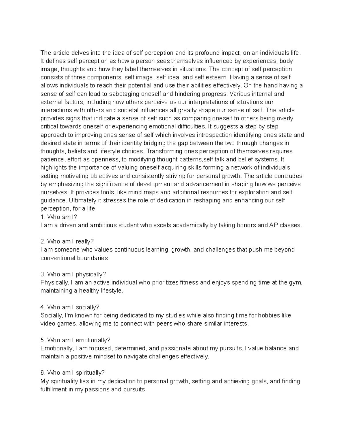 Ce14 - Understanding Self Perception: Insights and Personal Reflections ...