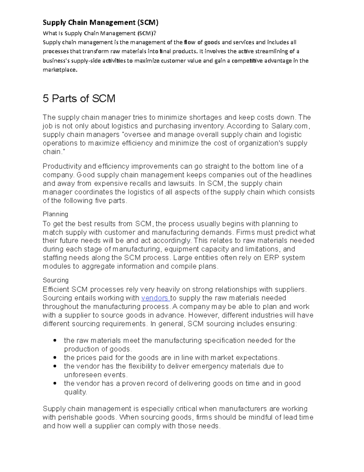 Supply chain mgmt - Notes - Supply Chain Management (SCM) What Is ...