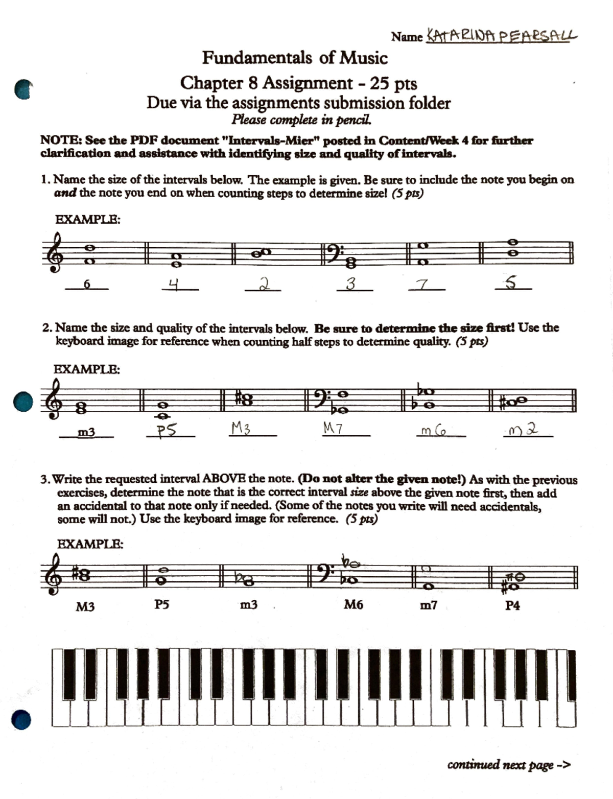 Ch. 8 / Fundamentals of Music / MUSC 1030 / - • • • Name t:f-e~f\ Pf§:f ...