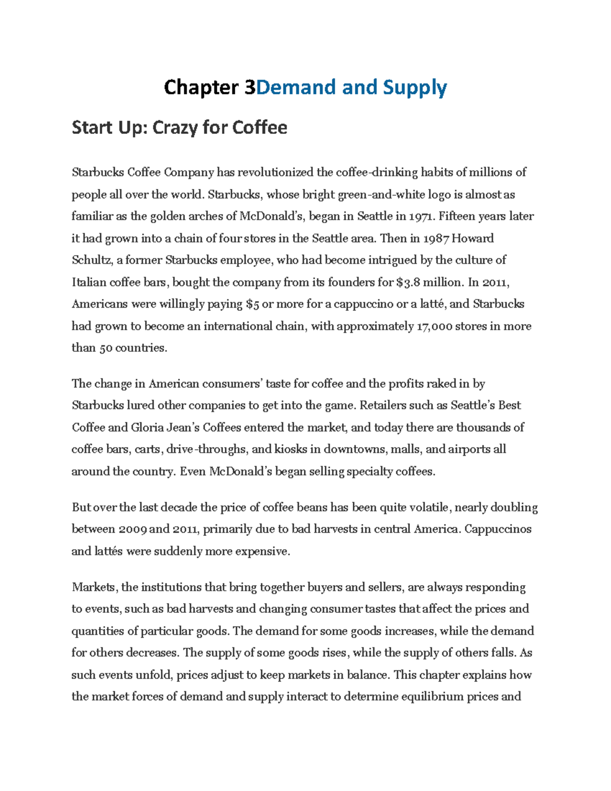 Chapter 3: Demand and Supply Analysis in Coffee Markets (ECO 101) - Studocu