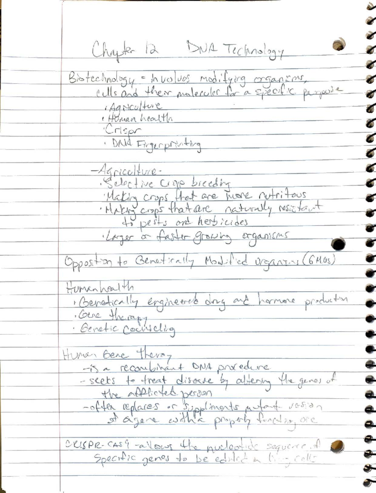 Chapter 12 Lecture Notes for Course 1211010 - Chapter 12 DNA Technology ...