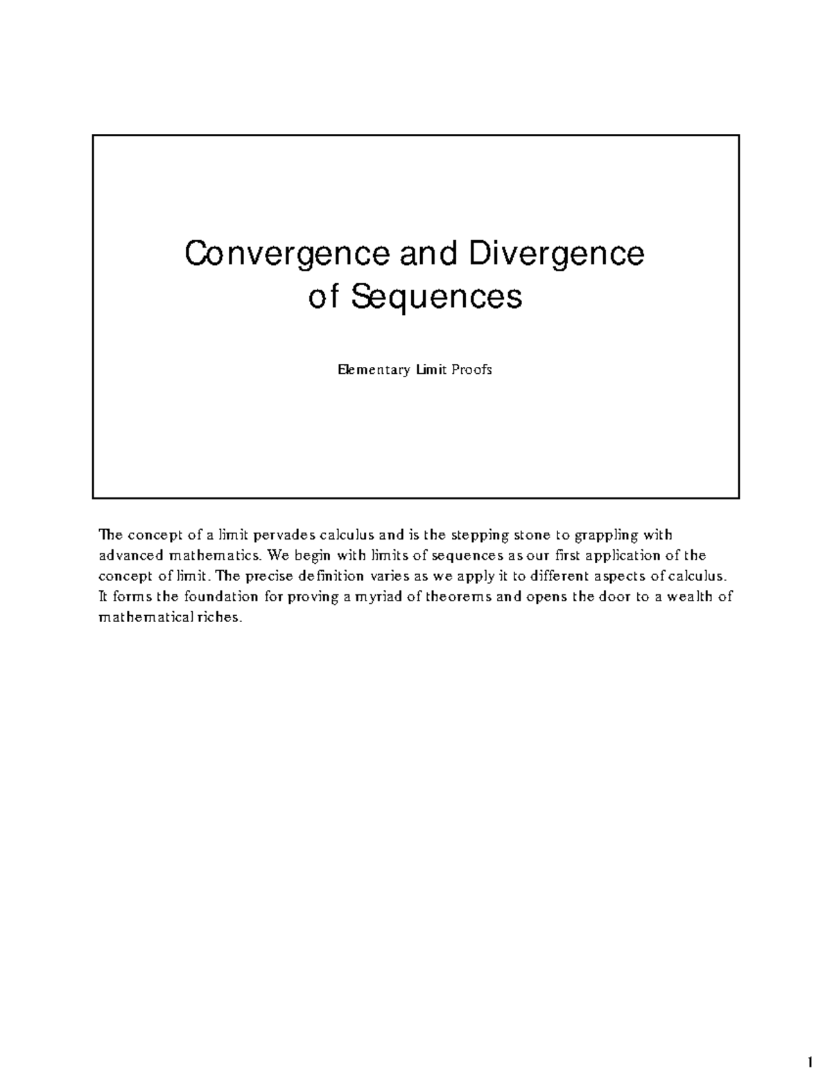 Lecture Notes 6: Convergence & Divergence of Sequences - Studocu