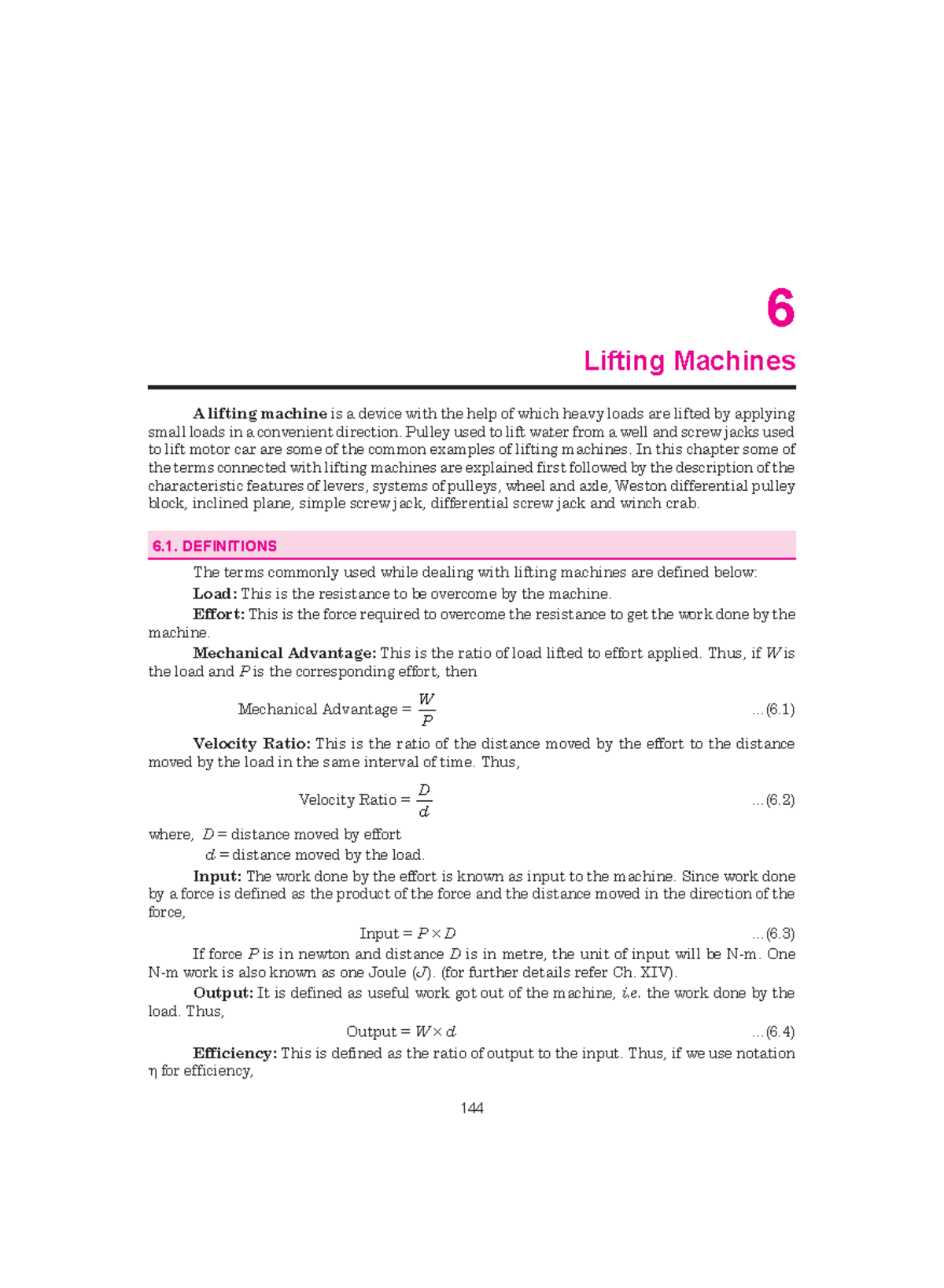 Engineering Mechanics: Lifting Machines Overview and Principles - Studocu
