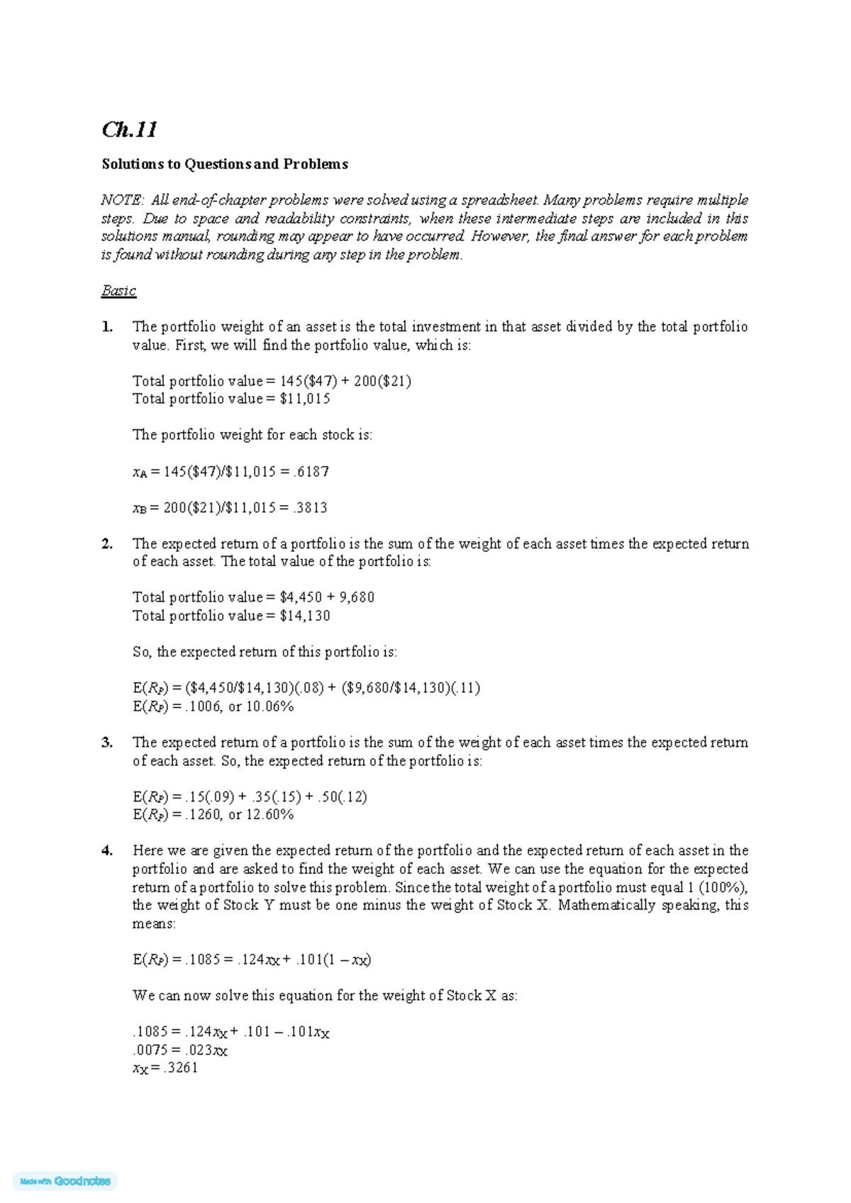 Ch11 - Solutions to End-of-Chapter Problems in Finance - Studocu