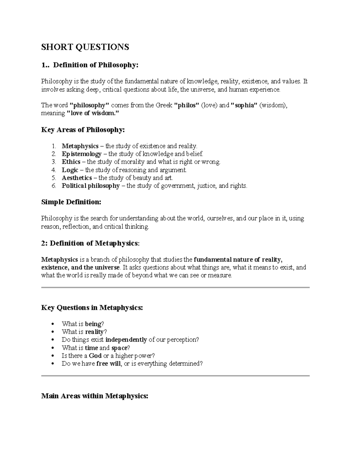 Philosophy Overview: Key Concepts and Thinkers in PHIL 101 - Studocu