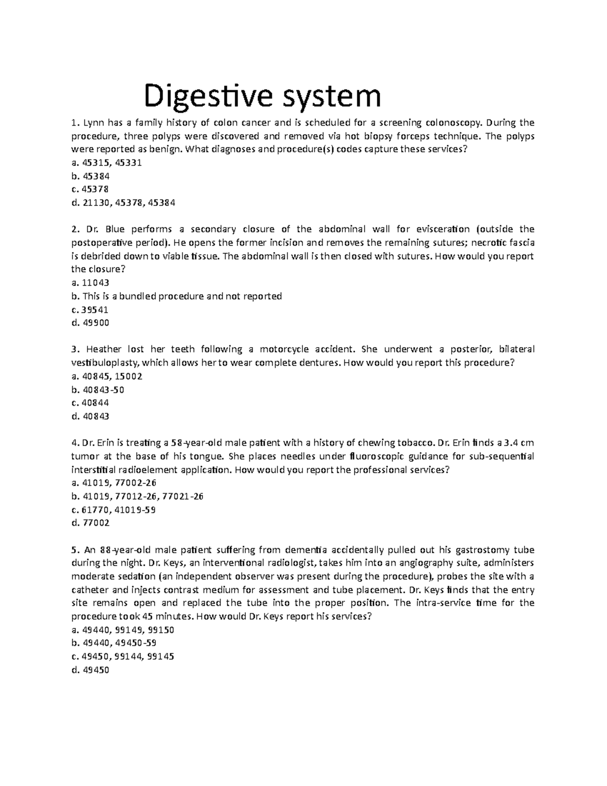 Digestive System - Study Guide for CPC Exams and Procedures - Studocu