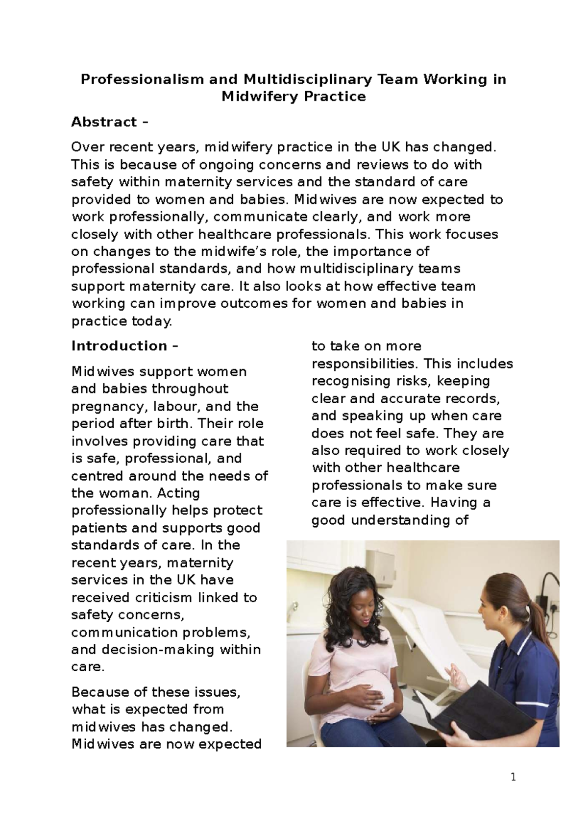 Unit 10 - Professionalism & Multidisciplinary Teamwork in Midwifery ...